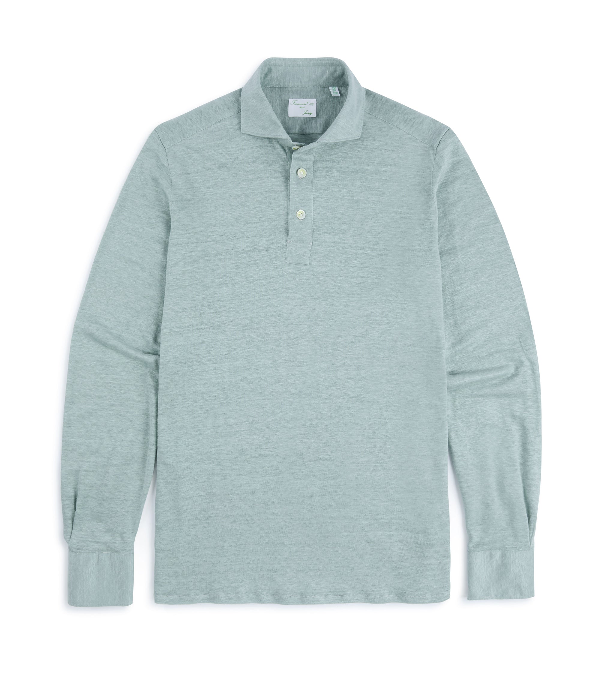 Finamore Orlando Linen Jersey Polo Shirt: Pale Green