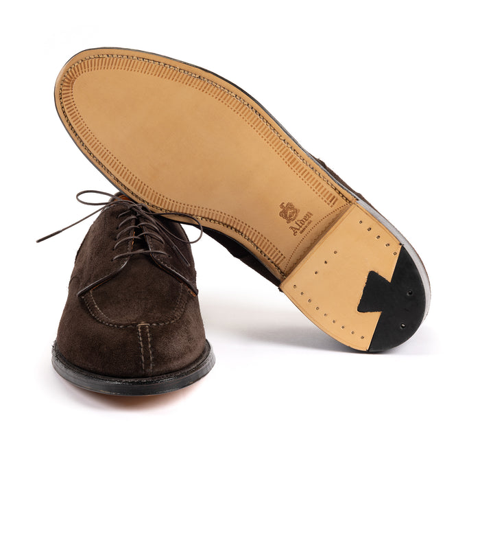 Alden for Trunk Suede Norwegian Split Toe Blucher Shoe: Chocolate 2246