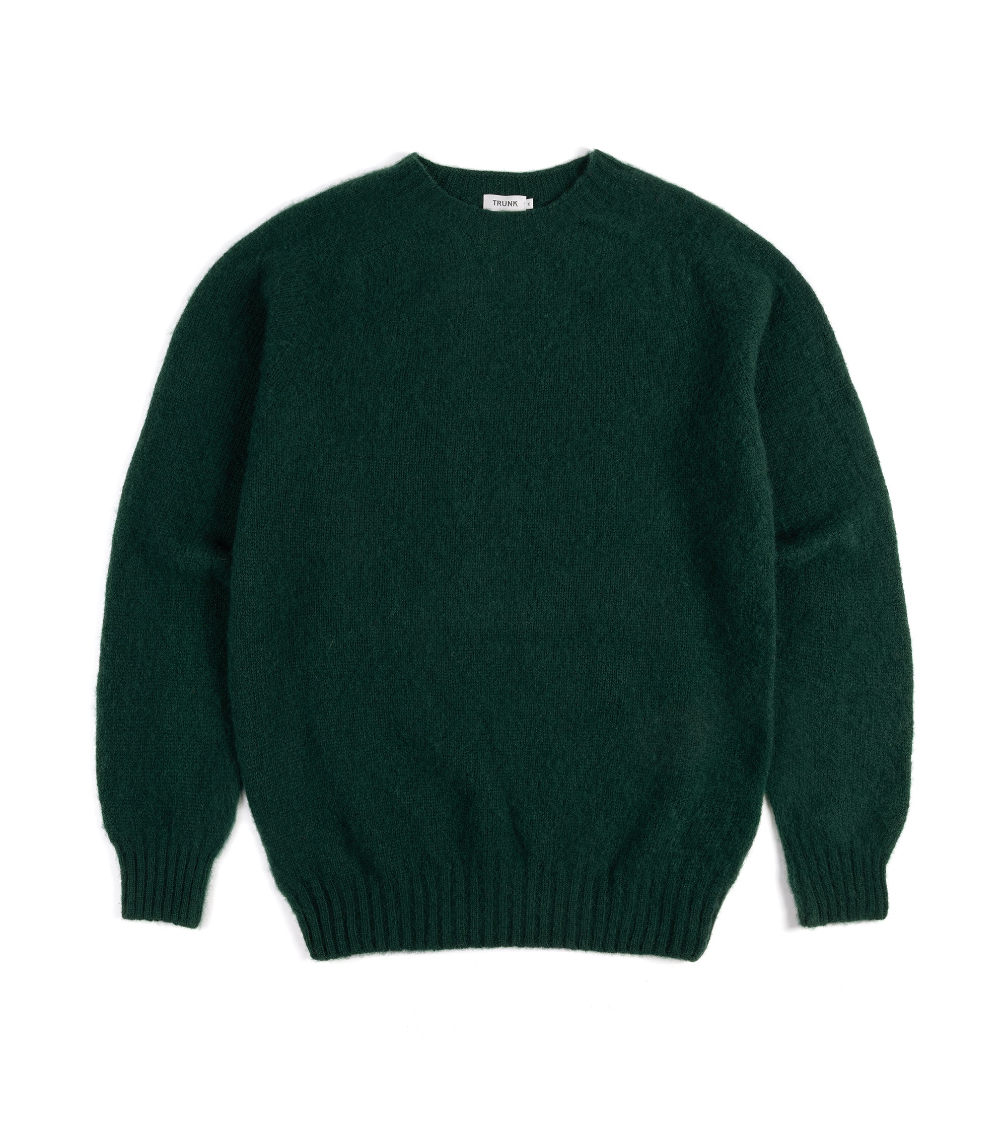 Trunk Goswell Brushed Lambswool Crew Neck Sweater: Bottle Green