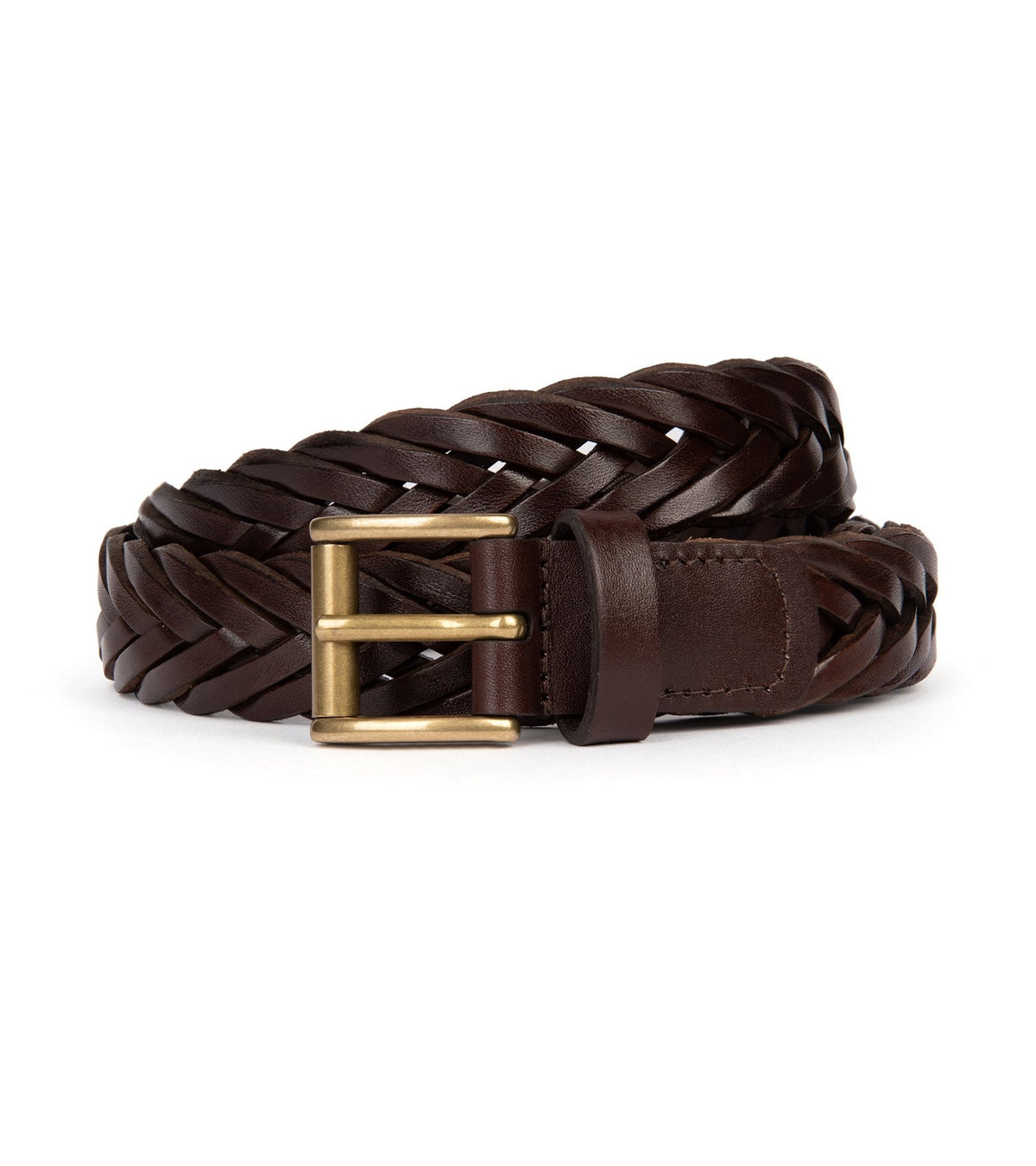 Brown Braided Leather Belt